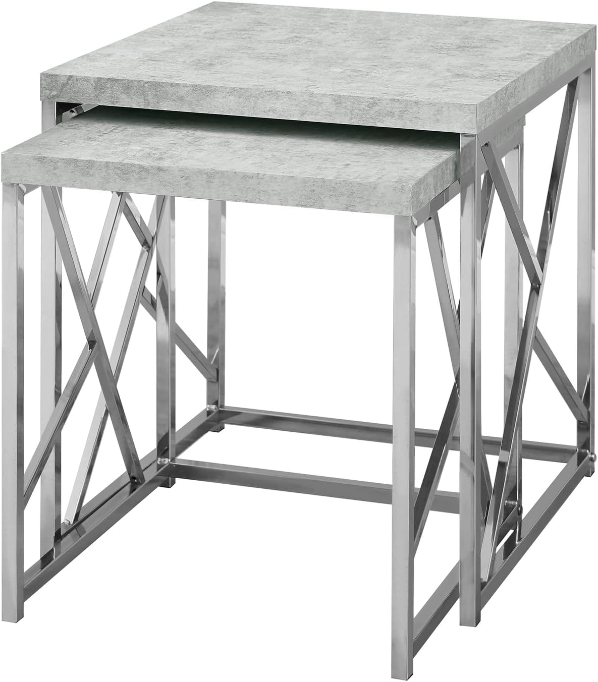 Amazon.com: Monarch Specialties I Nesting Table-2Pcs Set/Grey Cement ...