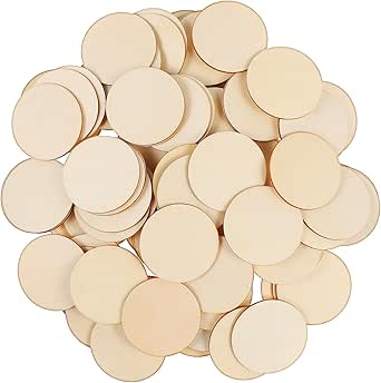 Amazon.co.jp: HOMFAMINI 100pcs Wooden Round Cutout Ornaments Round ...