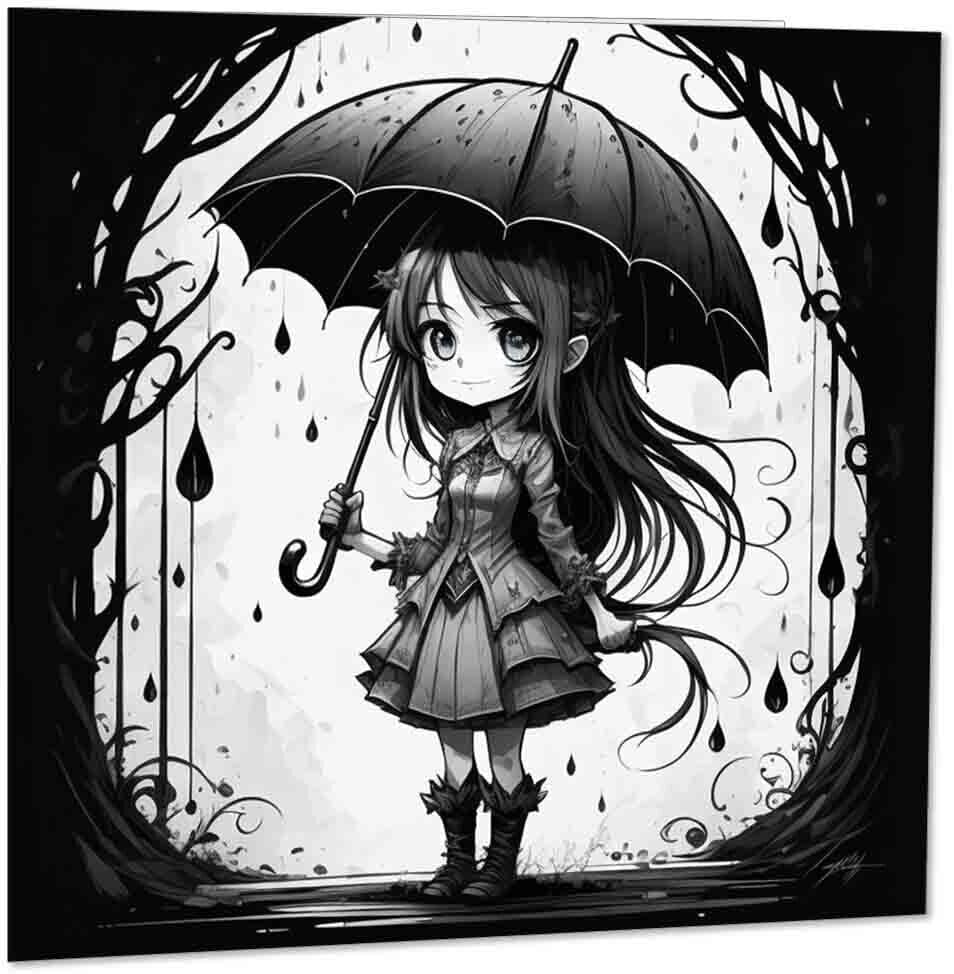 Anime Samurai Birthday Card - japanese Woman Saumarai Girl 145 x 145mm ...