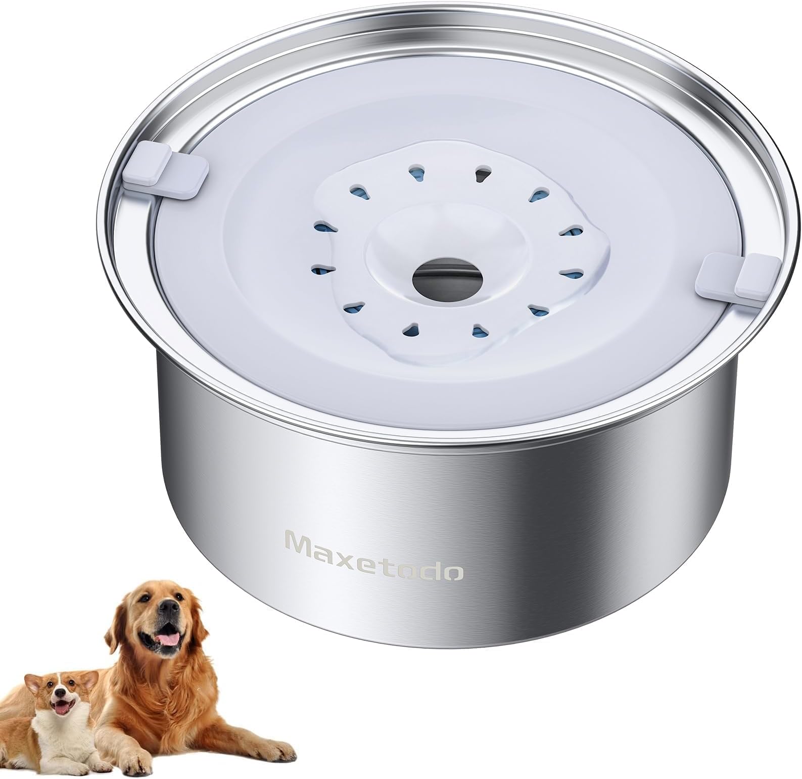 Pet Supplies : Maxetodo 4L No-Spill Dog Water Bowl 304 Stainless Steel,Slow Floating Design for ...