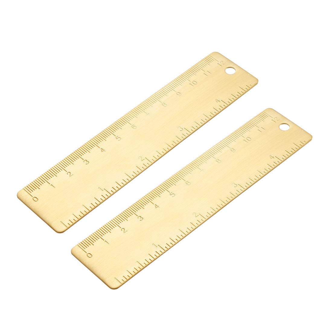 uxcell Straight Ruler 120mm 4 Inch Brass Measuring Tool with Hanging ...