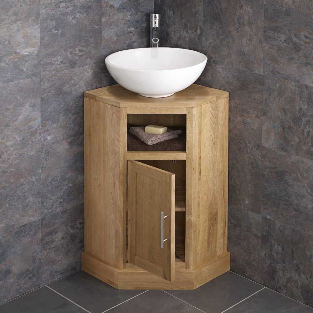 Buy clickbasin Solid Oak Single Door Corner Vanity Unit Cube Range With ...