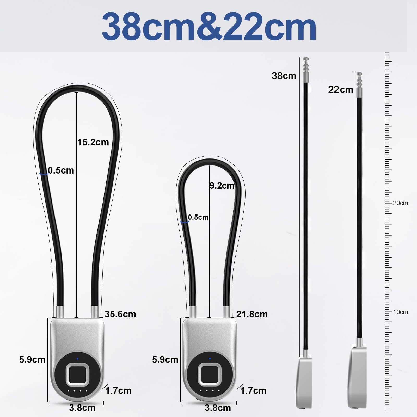 Snapklik.com : Cord Padlock Fingerprint Cable Lock - Cabinet Padlock ...