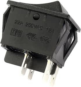 uxcell 4 Terminal 2 Position I/O Boat Wiring DPST Rocker Switch Black On Off Button AC 20A/125V ...