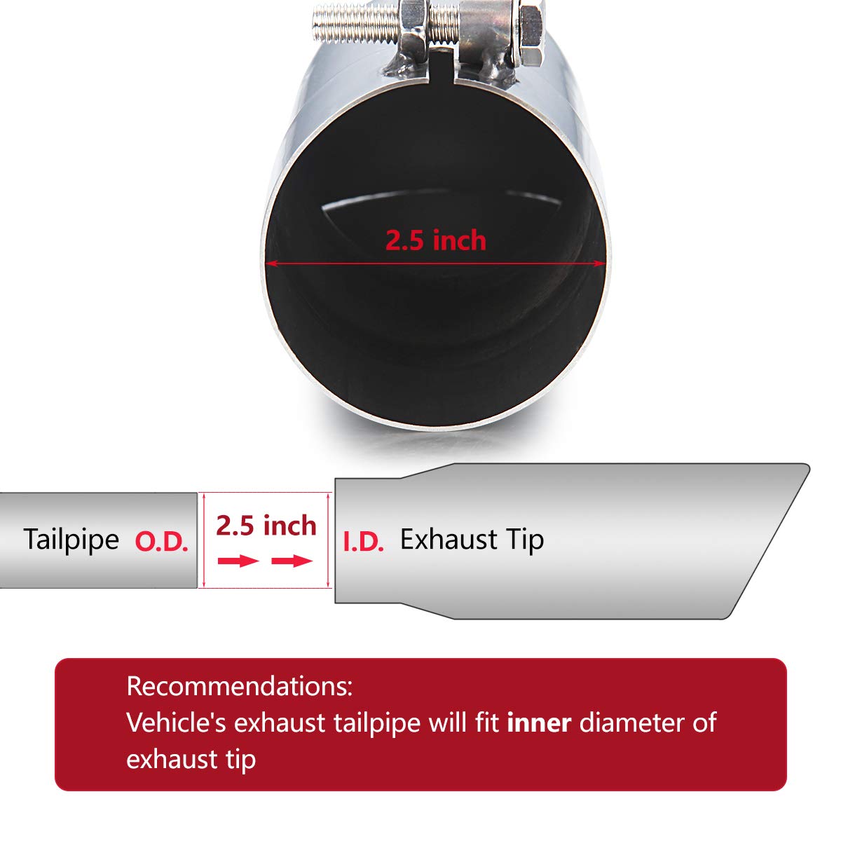 Snapklik.com : LCGP 2.5 Inch Inlet Turn Down Exhaust Tip