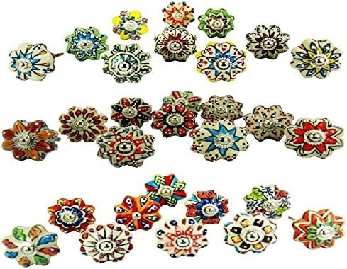 JGARTS Dotted Mix Color Multi Designed Ceramic Cupboard Cabinet Door Knobs Drawer Pulls & Chrome ...