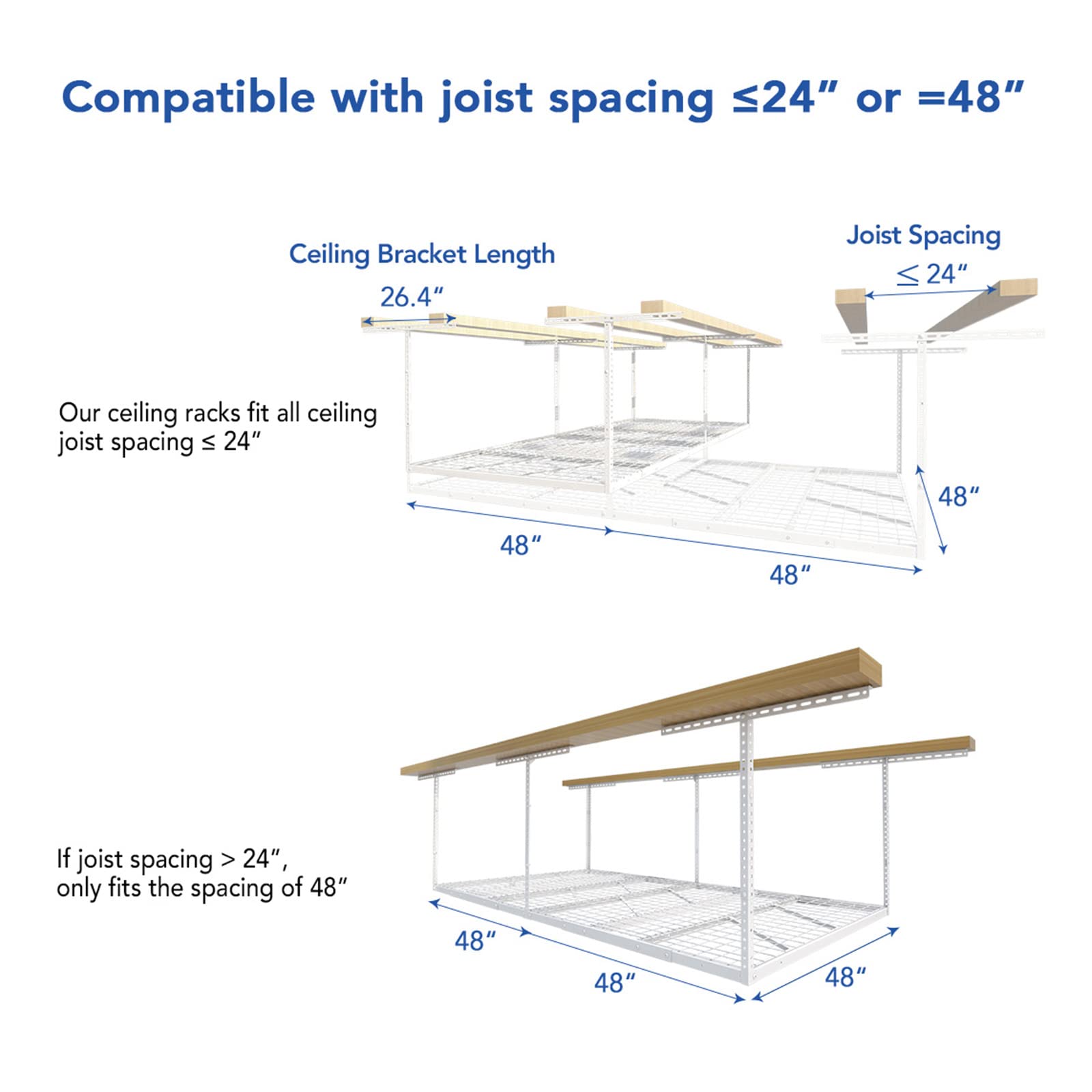 Snapklik.com : Pro 4x8 Overhead Garage Storage Rack,Adjustable Storage ...