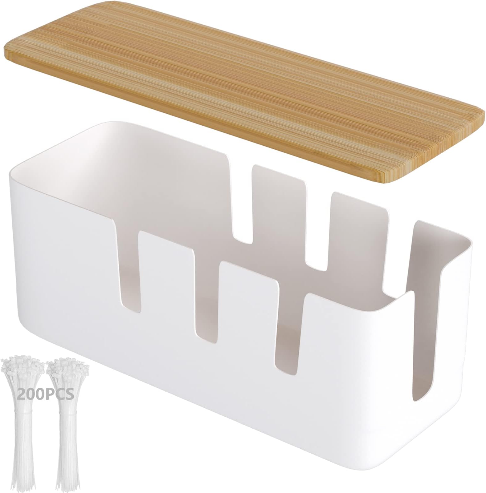 Amazon.com: Cable Management Box by Baskiss, 12x5x4.5 inches, Wood Lid ...