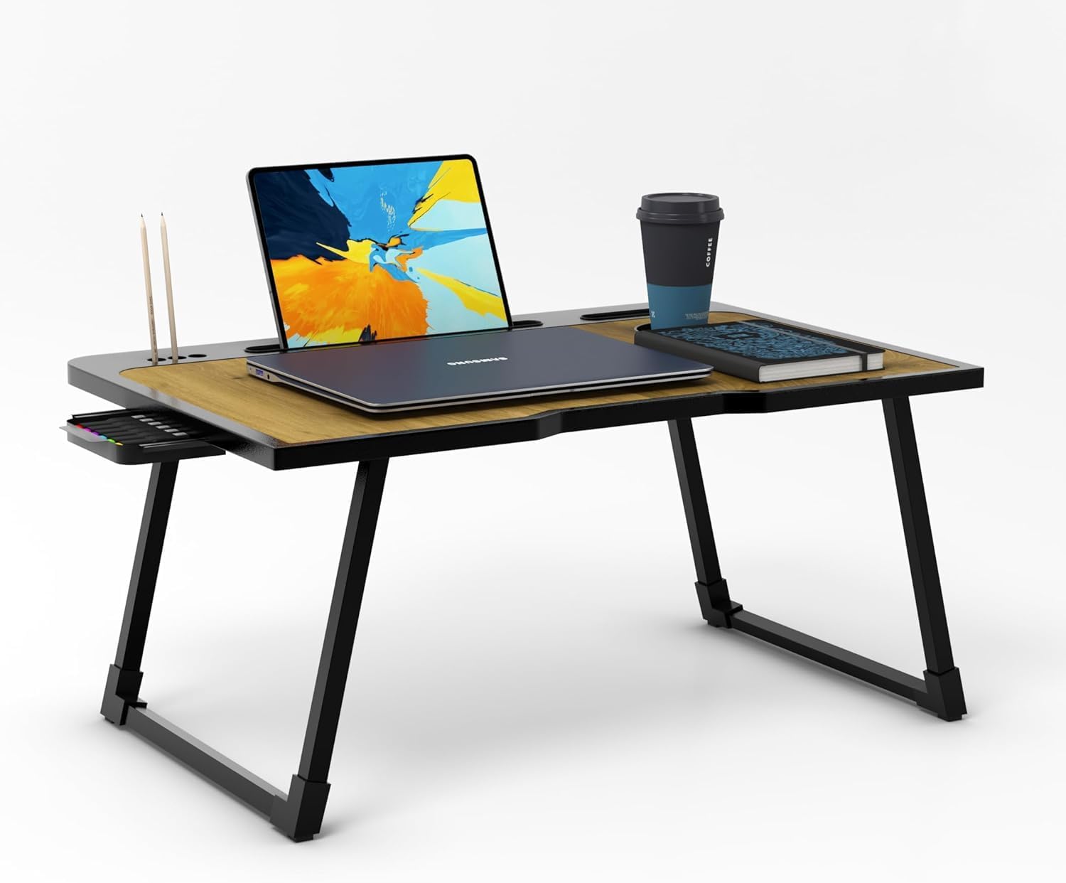 Radiant Multipurpose Foldable Laptop Table, Cup Holder, Drawer, Mac ...