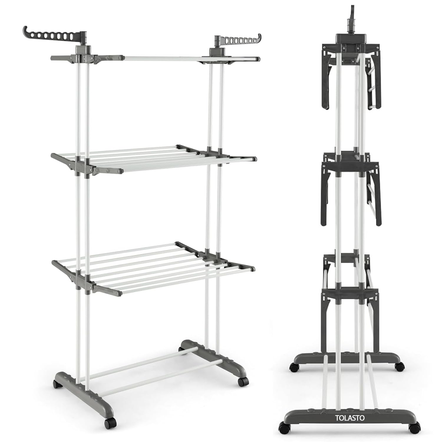 Large Clothes Airer, Clothes Drying Rack, 4-Tier Collapsible Laundry ...