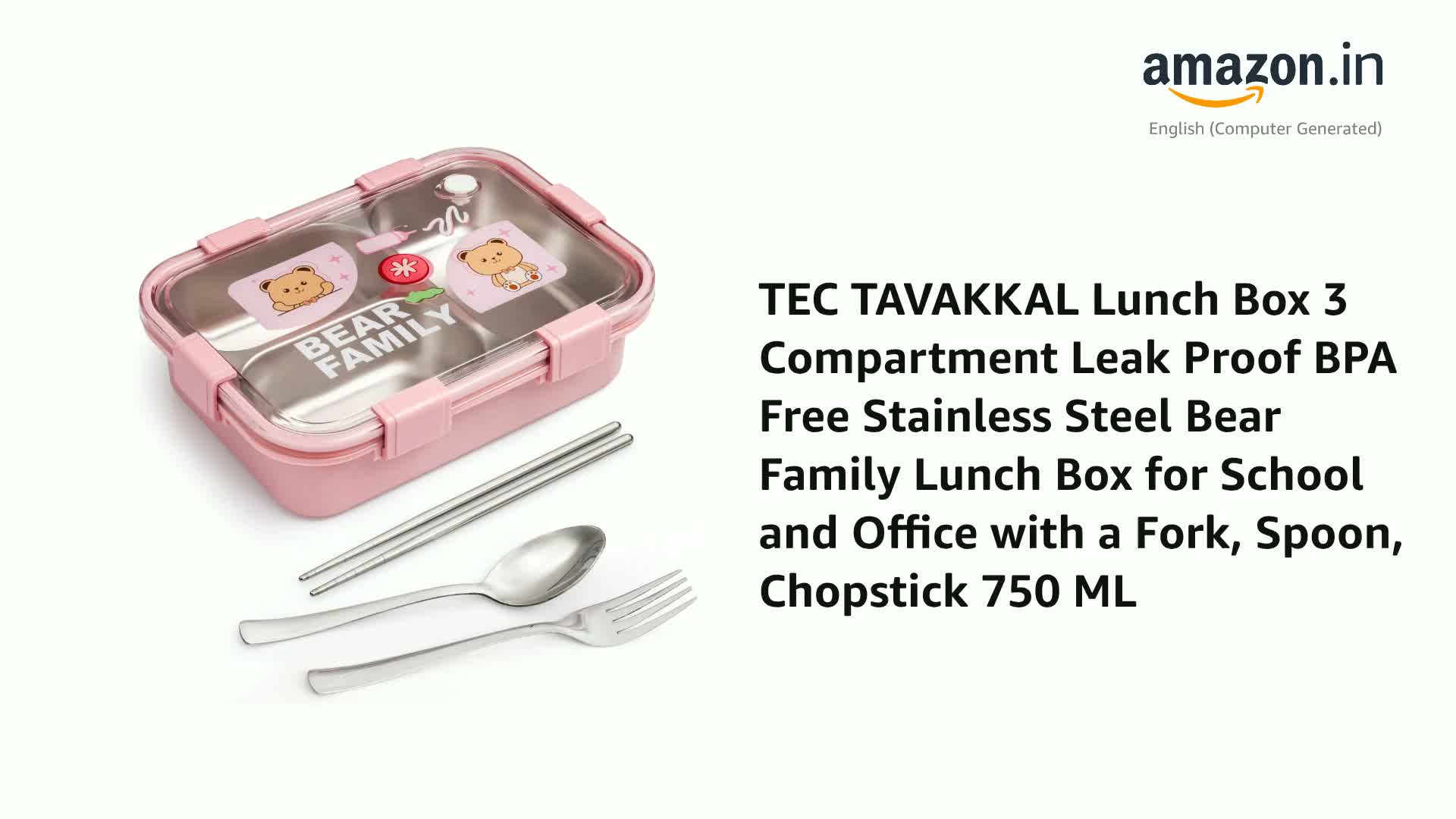 Watch TEC TAVAKKAL Lunch Box 3 Compartment Leak Proof BPA Free ...