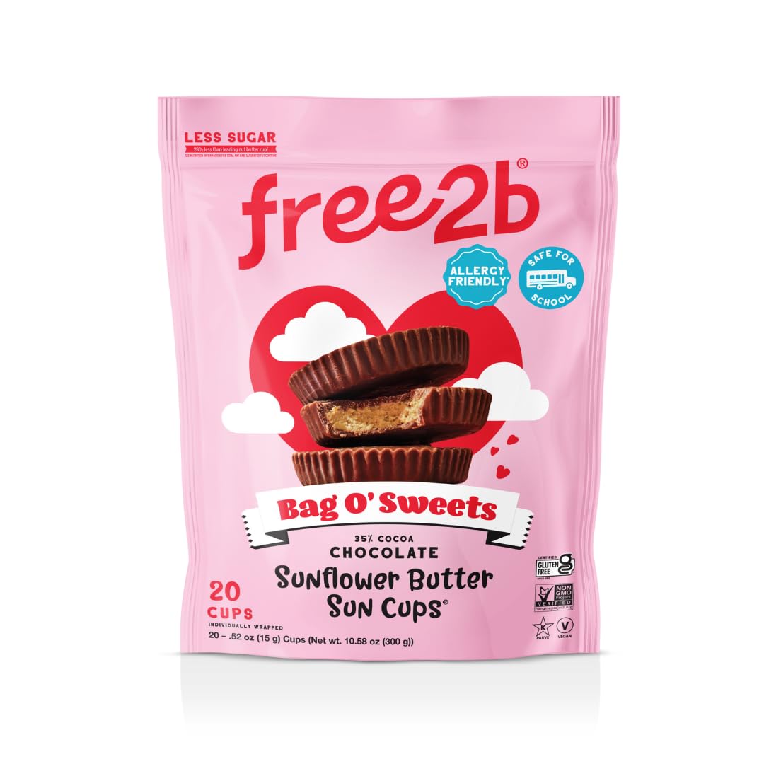 Amazon.com : Free2b Bag O' Sweets Valentine's Day Sunflower Butter Sun Cups, Safe for Schools ...