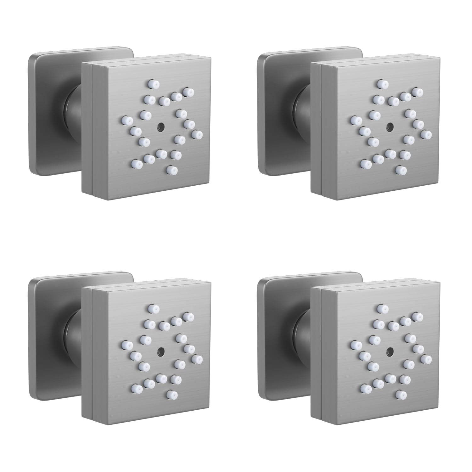 HONGTONGSOWER Brushed Nickel Brass 4PCS Shower Body Spray Jets Square ...