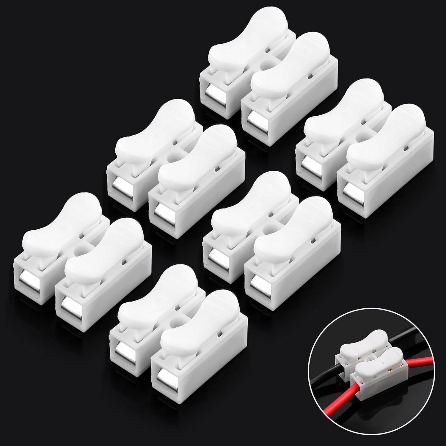 IDUINO 10Pcs Spring Wire Connectors 2 Pin Wire Connectors Terminal ...