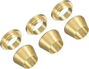 PATIKIL 6mm Tube OD Brass Compression Sleeves Ferrules 3Set Double ...