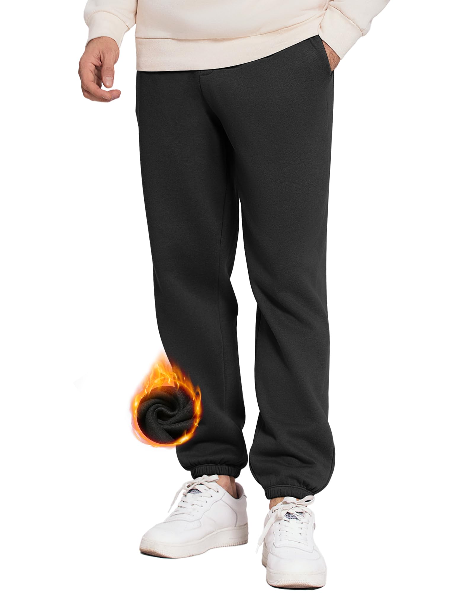 Amazon.com: PINSPARK Men's Fleece Sweat Pants Joggers Cuffed Sweatpants ...
