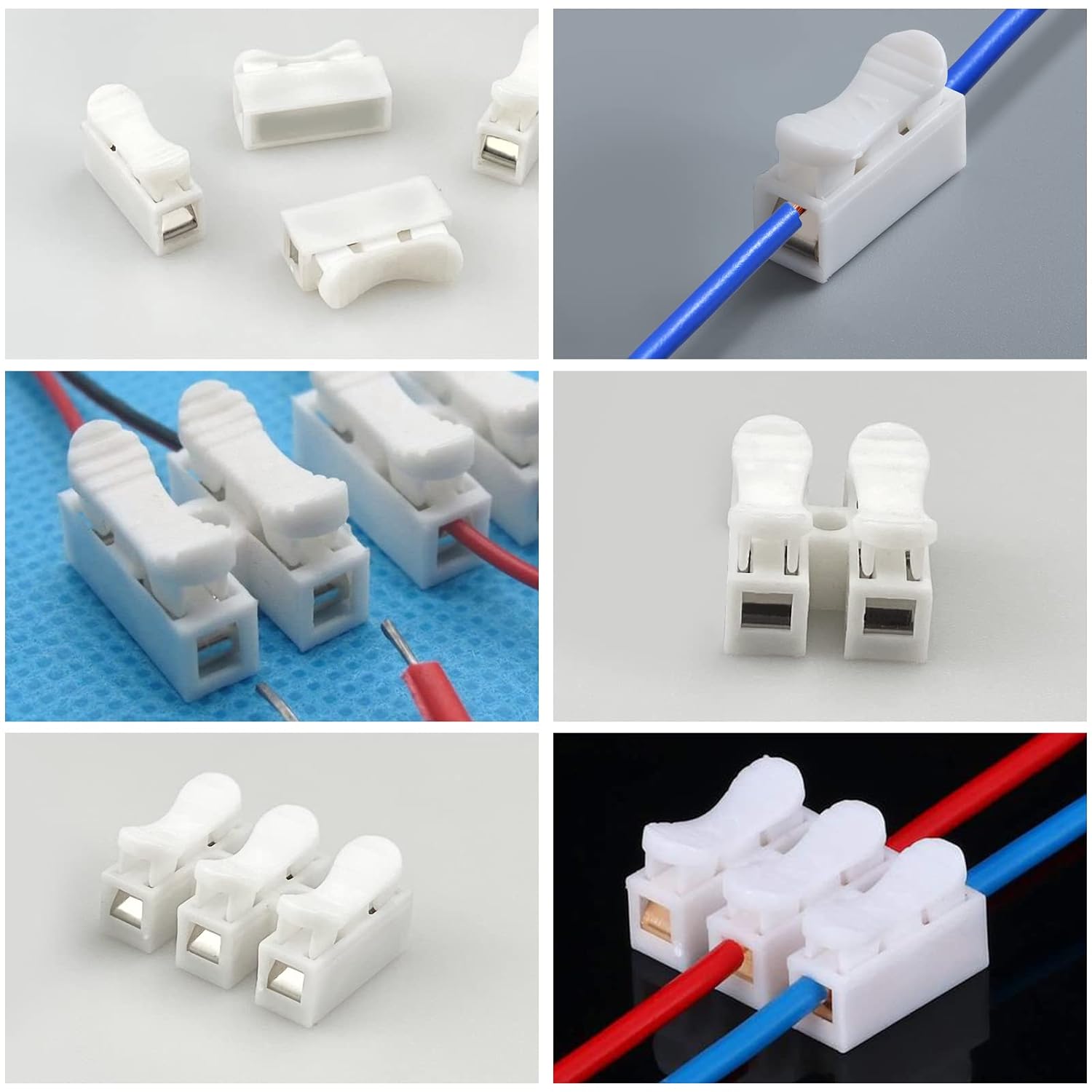 100pcs Spring Wire Connectors, Cable Clamp Self-Locking Wire Joiners ...