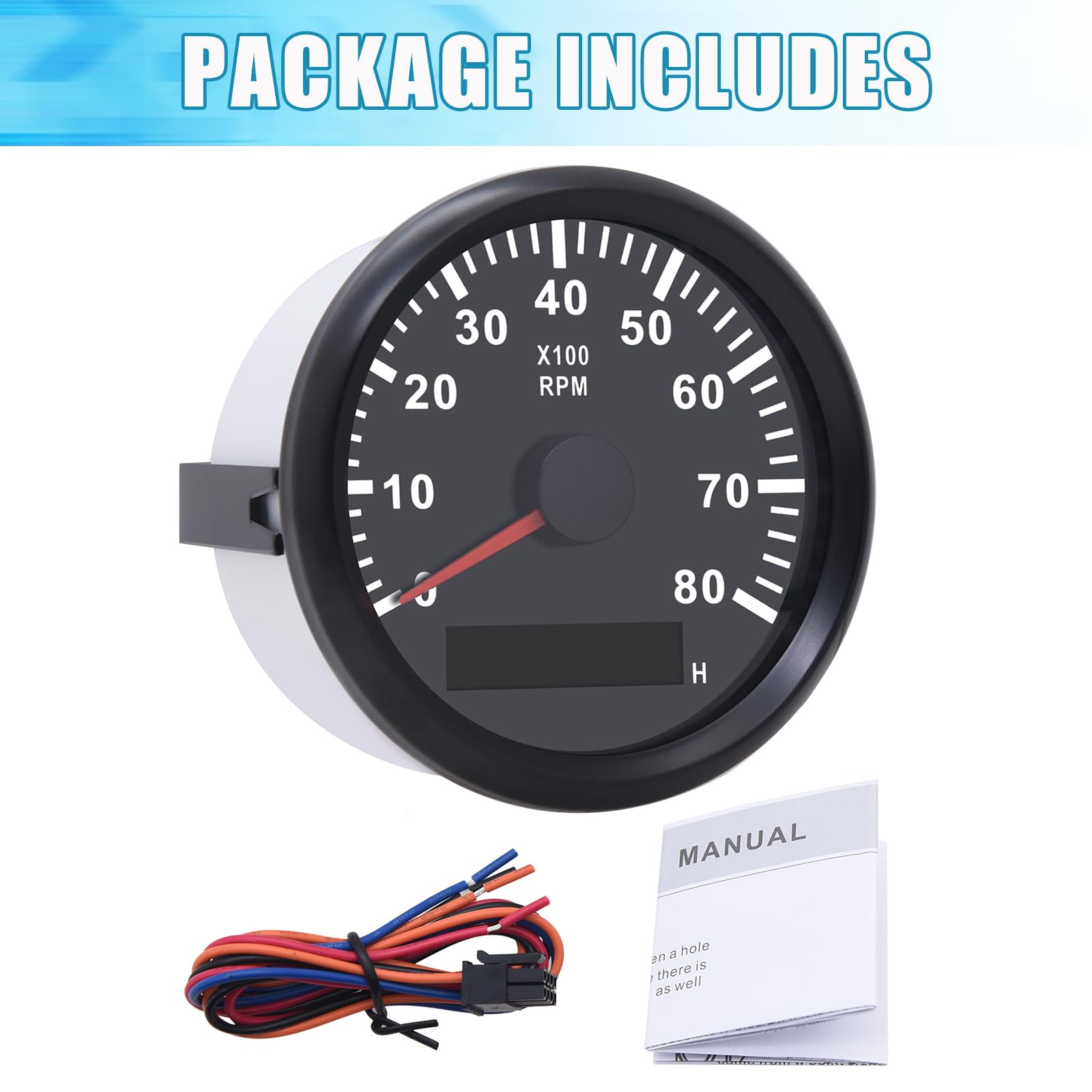 Snapklik.com : Geloo 85mm Marine Tachometer Gauge Waterproof Boat RPM ...