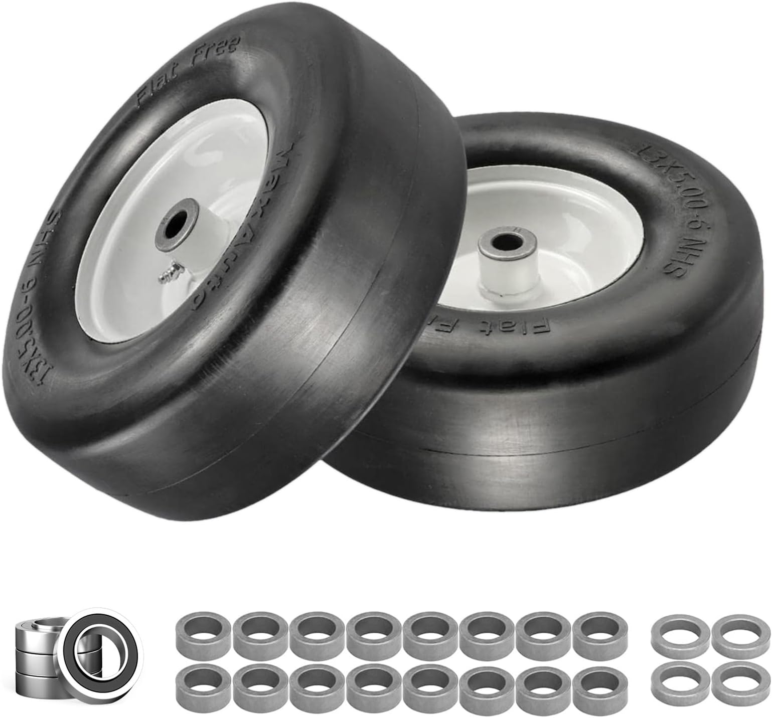 Amazon.com: 13x5.00-6 Flat Free Lawn Mower Tire with 3/4" or 5/8 ...