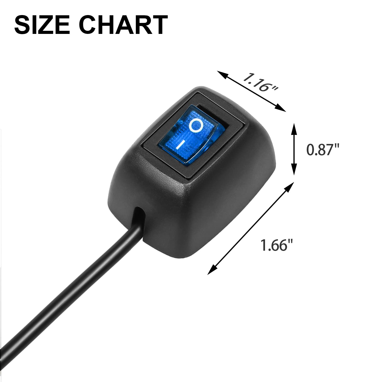 Snapklik.com : OELFFOW 1Pack Blue LED Inline Cord Switch KCD1 6A-250V ...