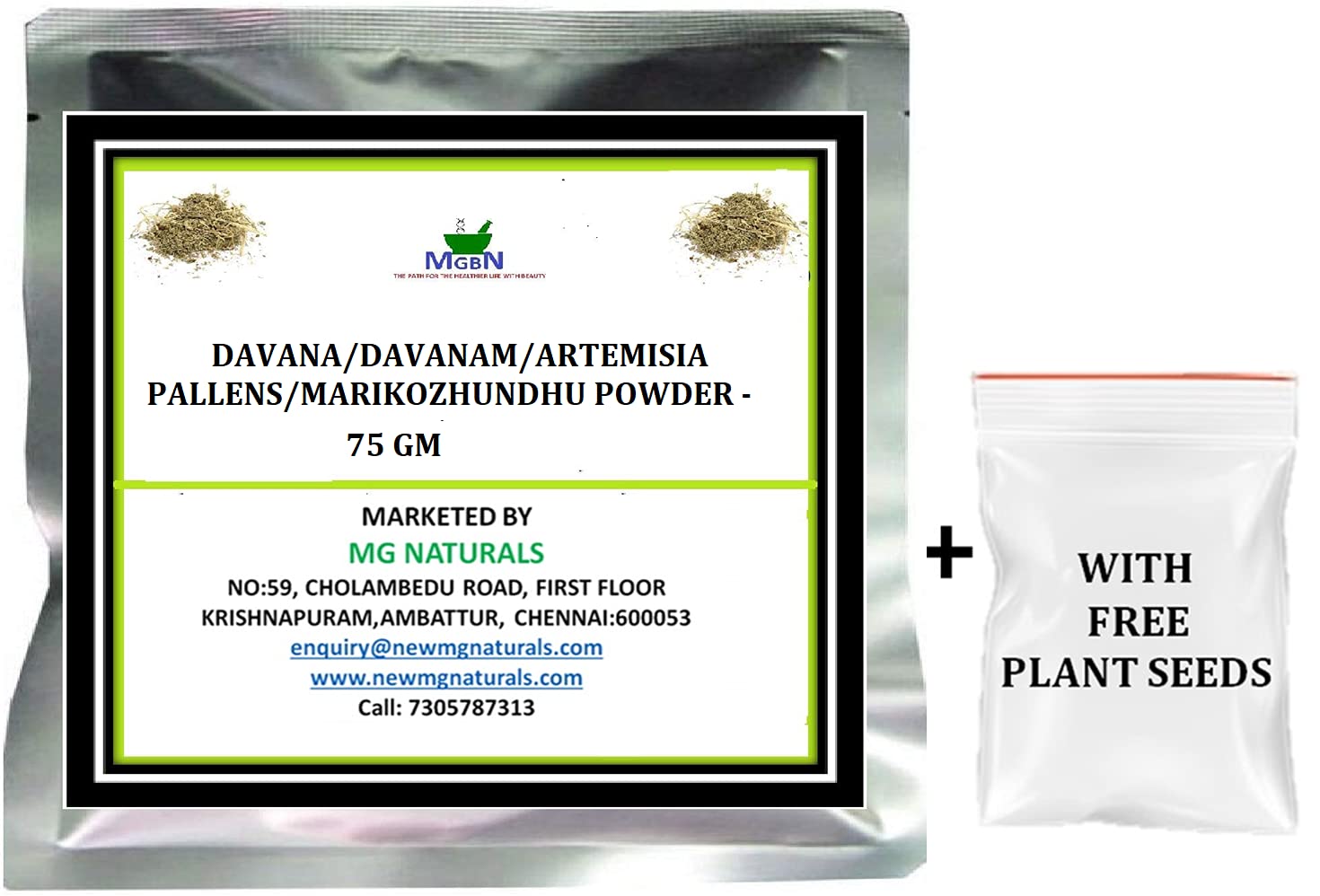 DAVANA/DAVANAM/ARTEMISIA PALLENS/MARIKOZHUNDHU POWDER -75 GM (WITH FREE ...