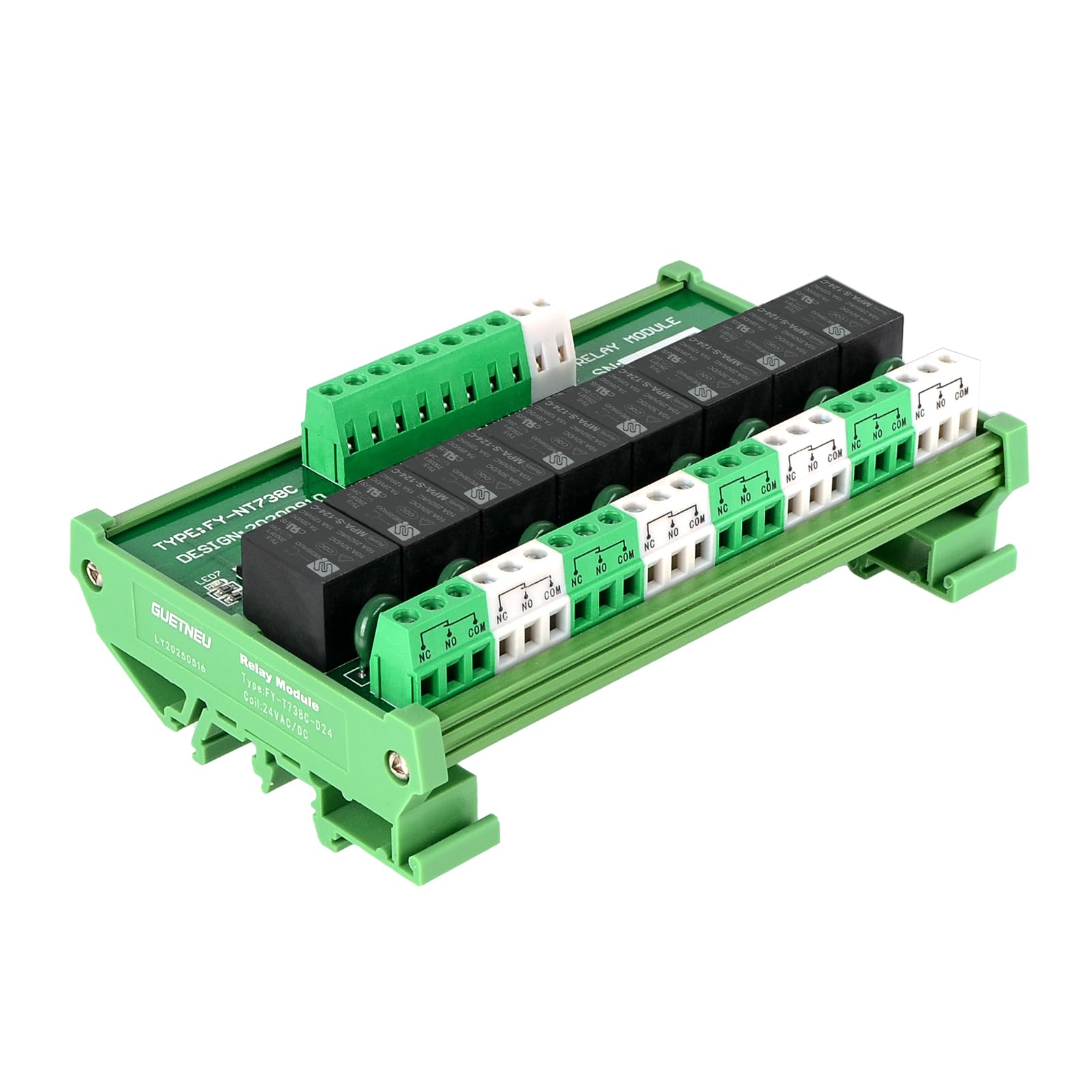 Snapklik.com : Relay Board, 8 Channel 1 SPDT DIN Rail Mount 24V DC/AC ...