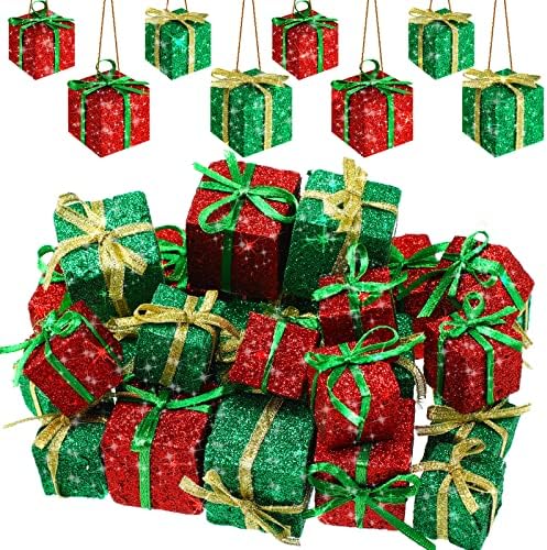Amazon.com: Woanger 30 Pcs Mini Christmas Tree Present Boxes Red and ...