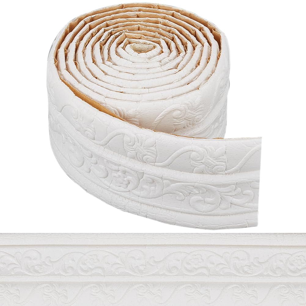 CRASPIRE 90 x 3 Inch Molding Peel and Stick Flexible Foam Trim White ...