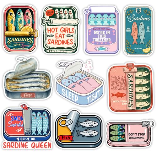 MAIANEY Sardines Sticker Pack of 10, 3 Inch Funny Fish Can Aesthetic ...