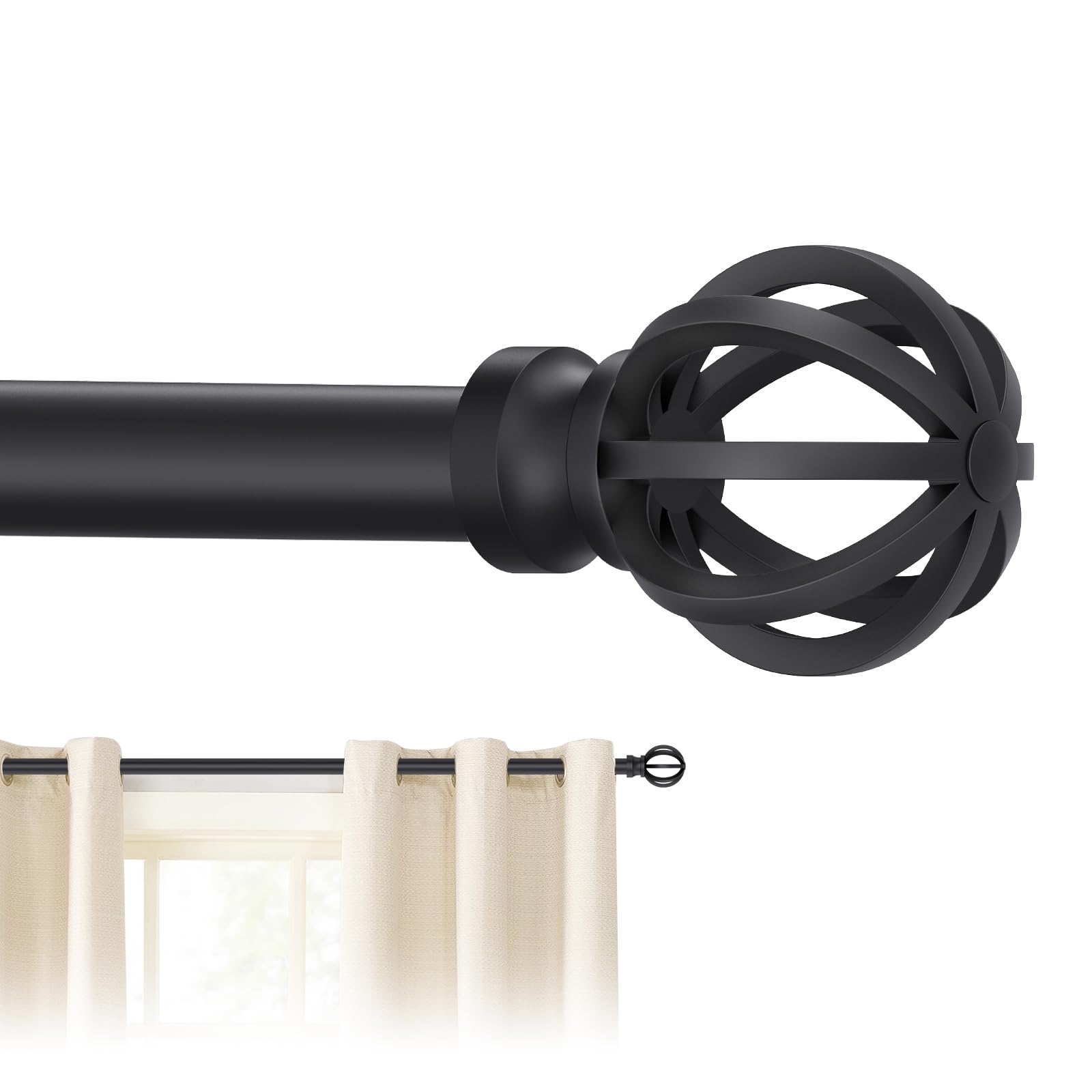 Amazon.com: Black Curtain Rods for Windows 28 to 48 Inch, 5/8" Diameter ...