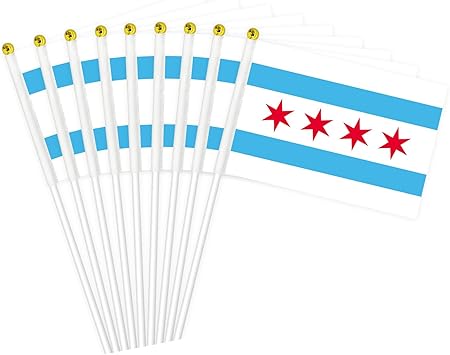 Amazon.com : Chicago Flag, Small Mini Handheld Chicago Flags on Sticks ...