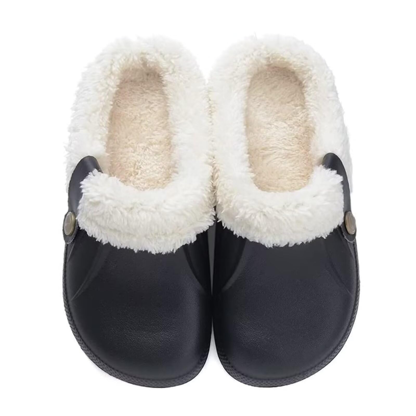 Amazon.com | Aconhop Fur Lined Clogs Waterproof Slippers Fleece Lined ...