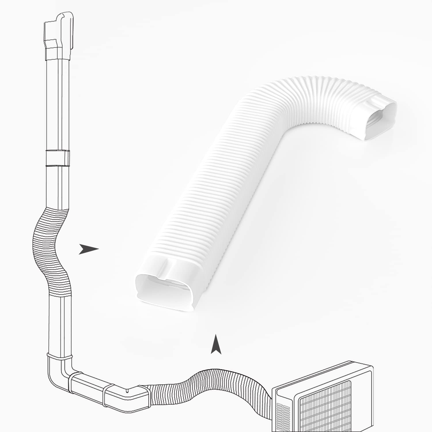 Amazon.com: Cestluck 3'' Width Flexible Duct, Mini Split Line Set Cover ...