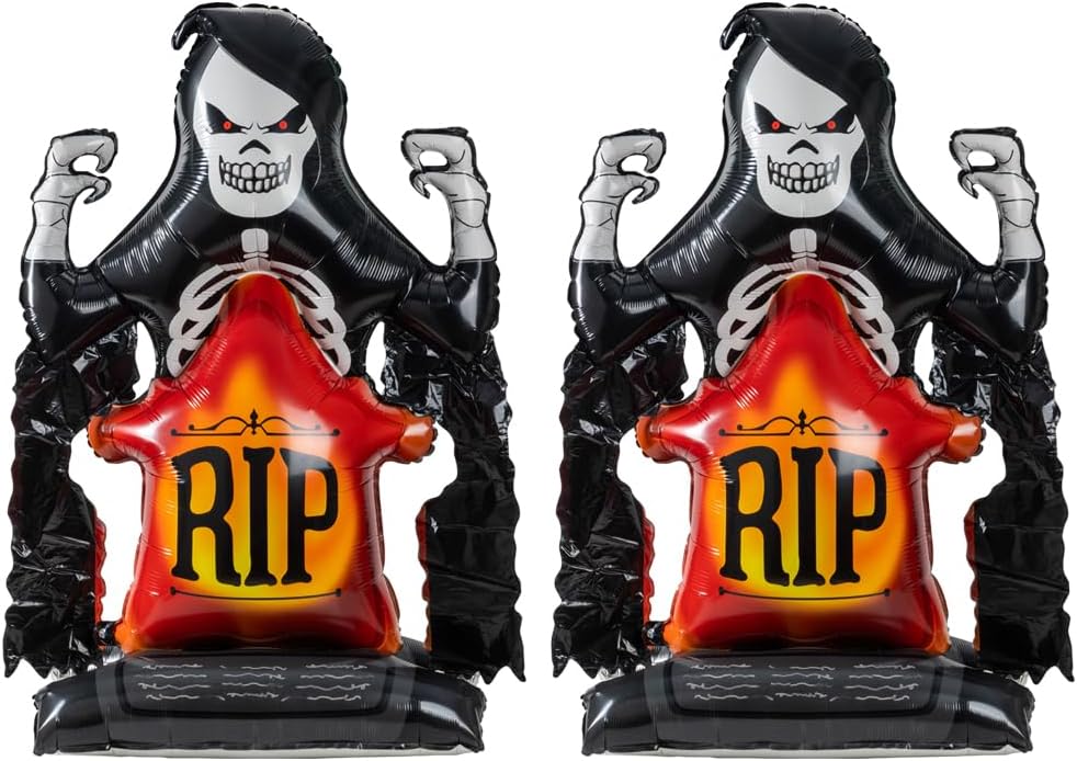 Amazon.com: 2pcs 48" inflatable Standing Happy Halloween Grim Reaper's ...