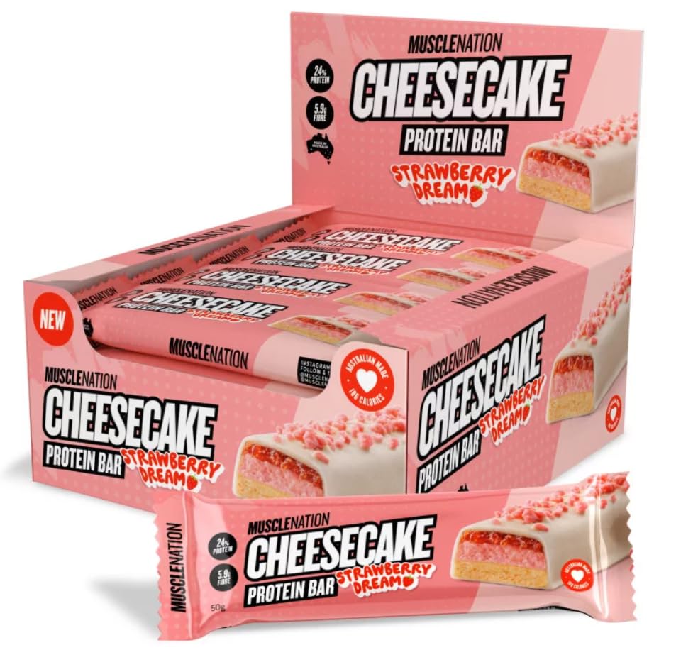Muscle Nation Cheesecake Strawberry Protein Bar 12 x 50g : Amazon.com ...