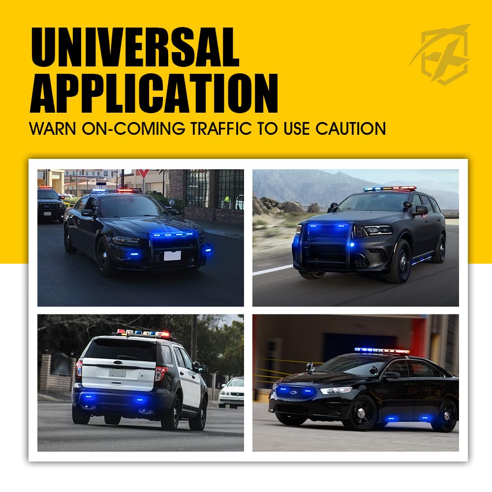 Snapklik.com : Xprite Blue LED Surface Mount Strobe Police Lights Kit ...