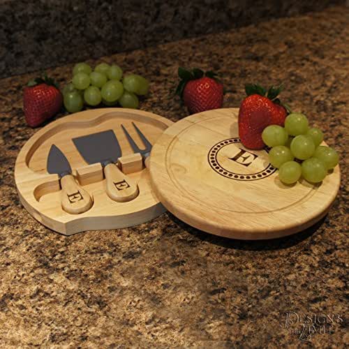 Amazon.com: Personalized Cheese Board Set with Monogram and Design ...
