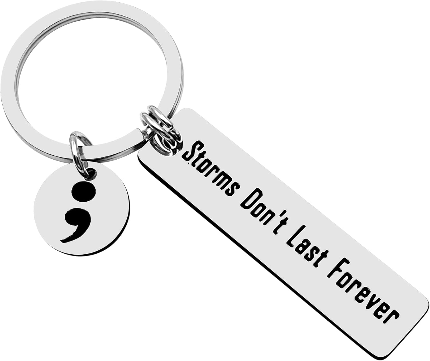 Amazon.com: Semicolon Keychain Inspirational Gift Motivational Jewelry ...