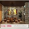 MelunMer Rock Stone Peel and Stick Wallpaper Stacked Stone Contact ...