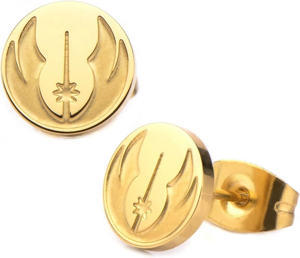 Amazon.com: Star Wars Jedi Symbol Gold Plated Stud Earrings : Clothing ...