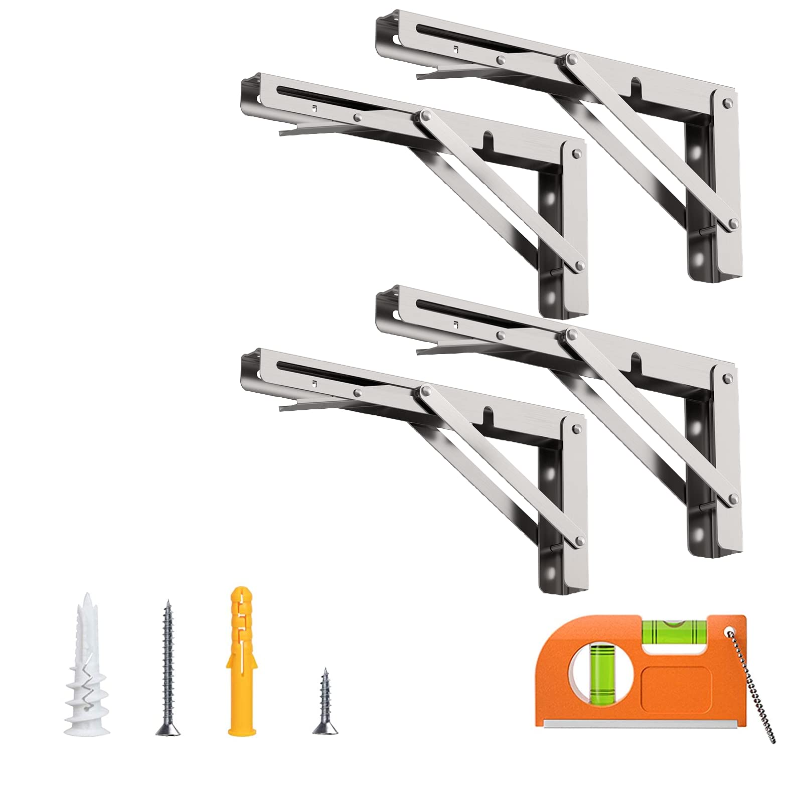 Amazon.com: LuckIn 12 Inch Folding Shelf Brackets, Heavy Duty Stainless ...