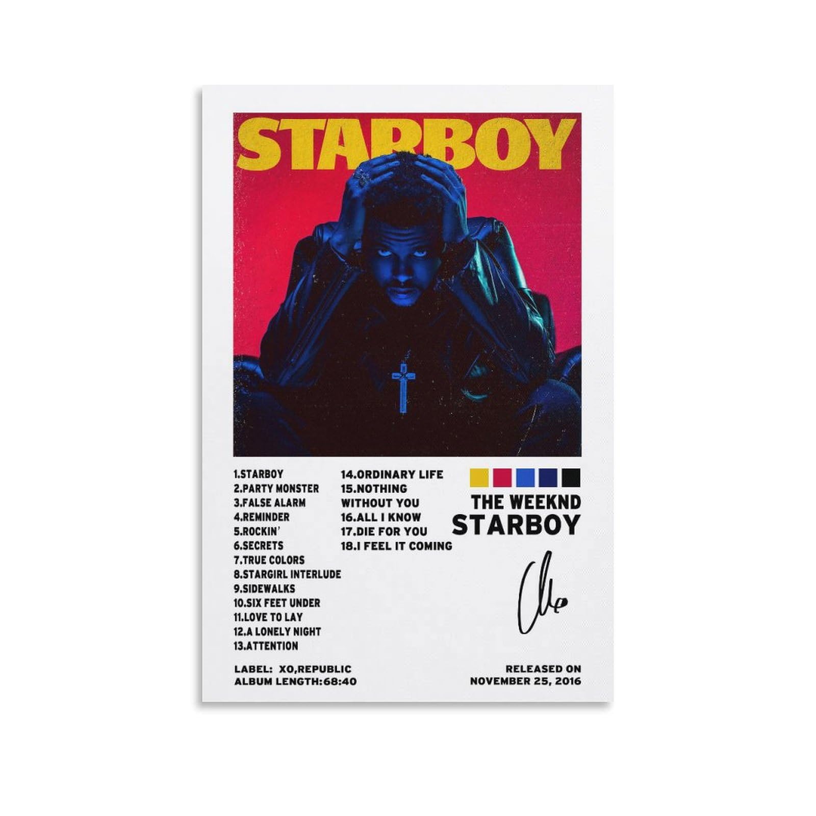Amazon.com: RWKTQNUX The Weeknd Starboy Album Signature Poster (3 ...