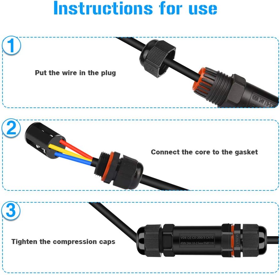 Cable Connector Waterproof IP68 Connection Sleeve Earth Cable ...