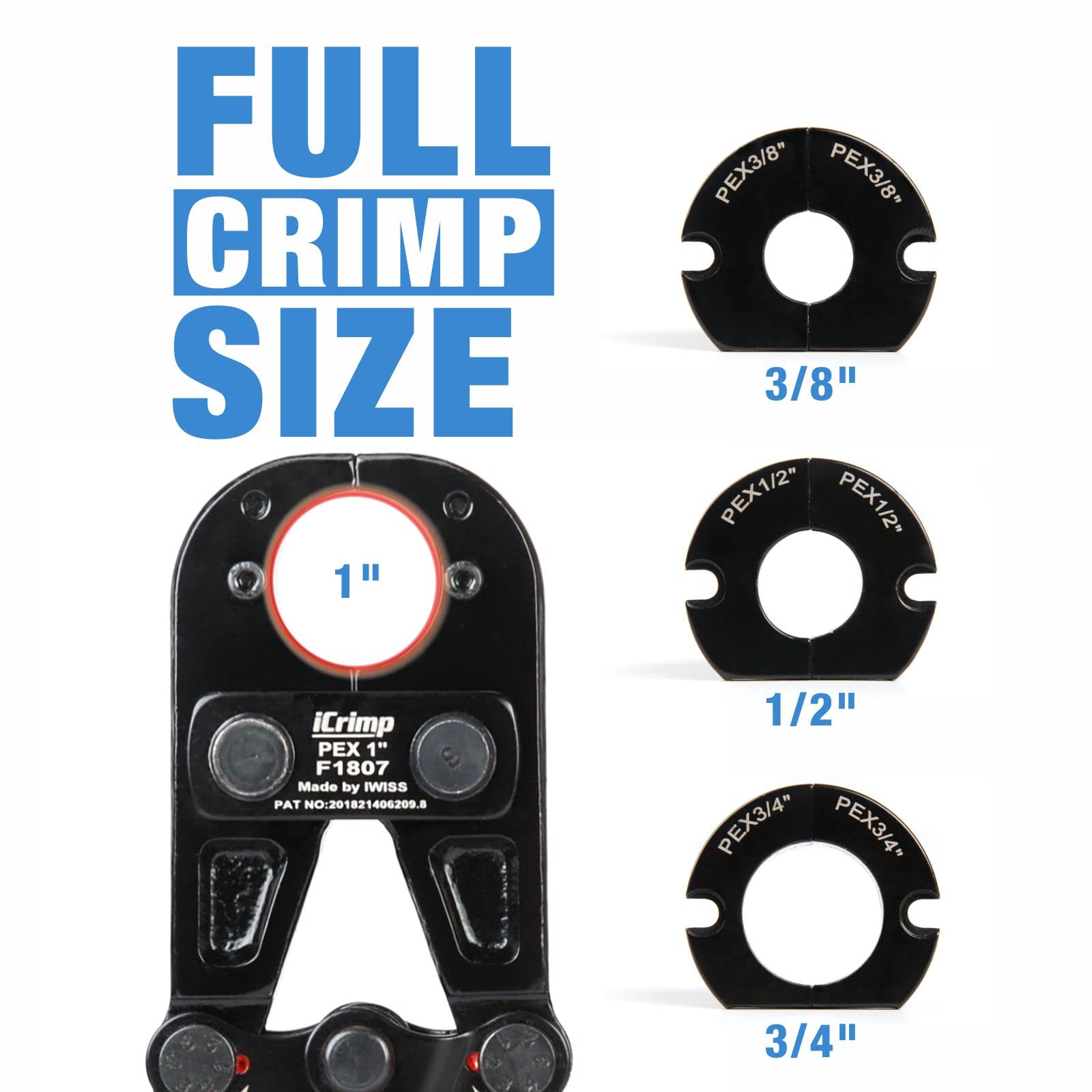 IWISS PEX Copper Pipe Ring Crimping Tool Kit for 3/8 in, 1/2 in, 3/4 in ...