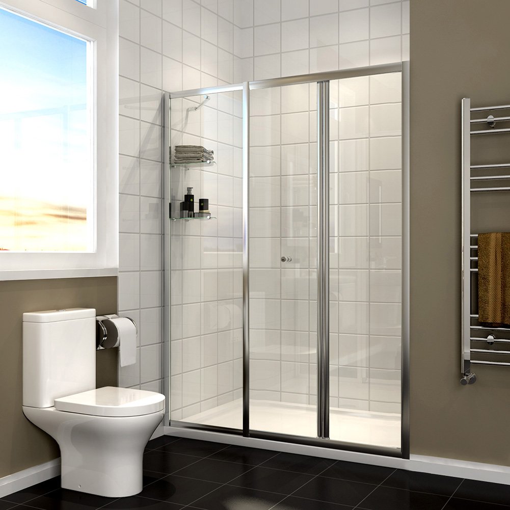 Buy 1100mm Bi-Fold Glass Shower Door Enclosure Reversible Folding ...