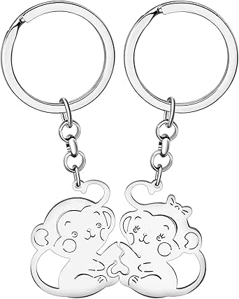 DOWAY Cute Monkey Keychain 18K Gold Stainless Steel Monkeys Jewelry ...