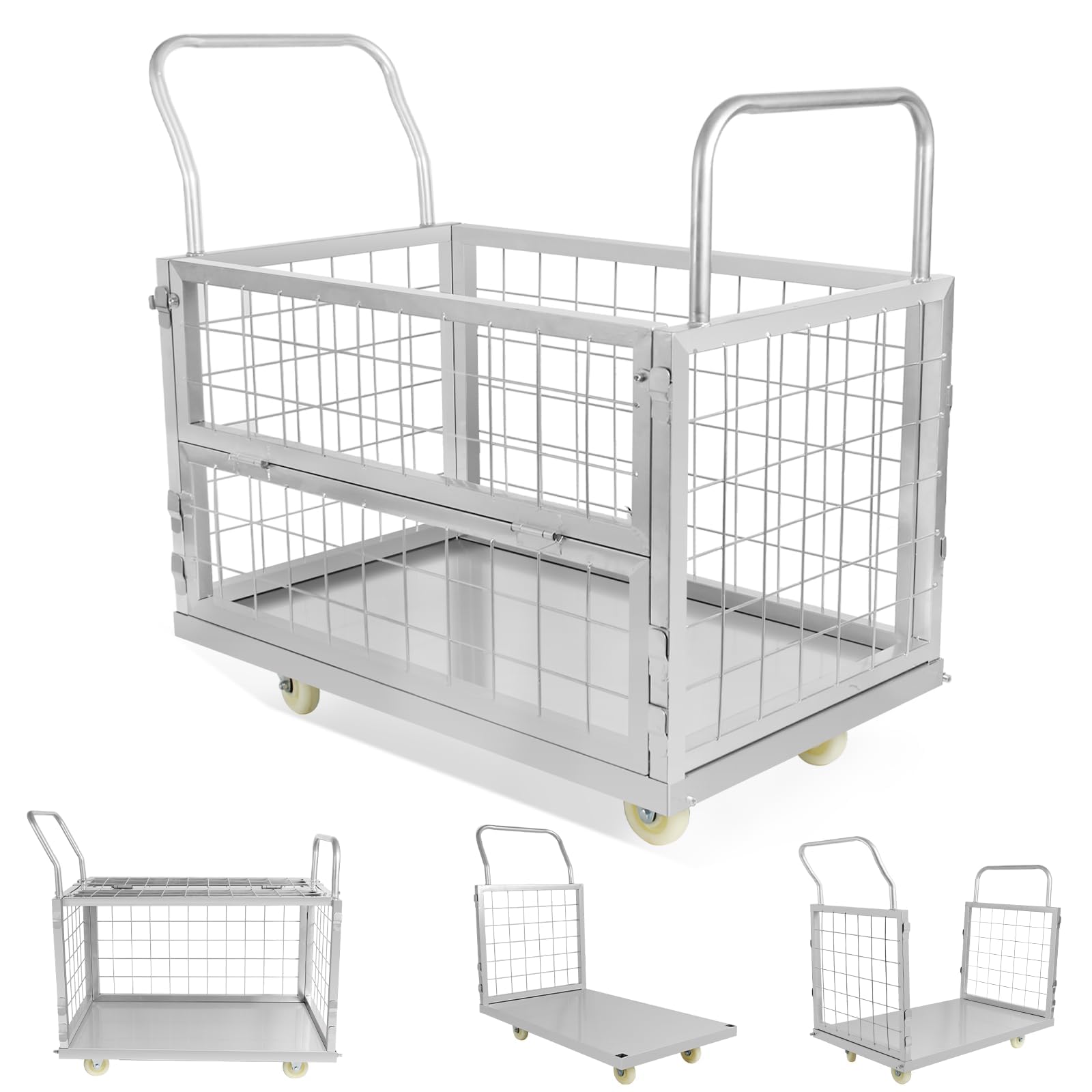 Amazon.com: Platform Truck Cart with Cage,5IN1 Multi-Functional Cage ...