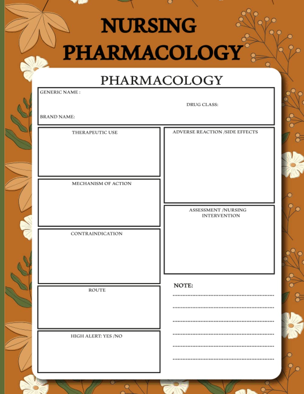 nursing pharmacology Blank Medication Template note book: Blank ...