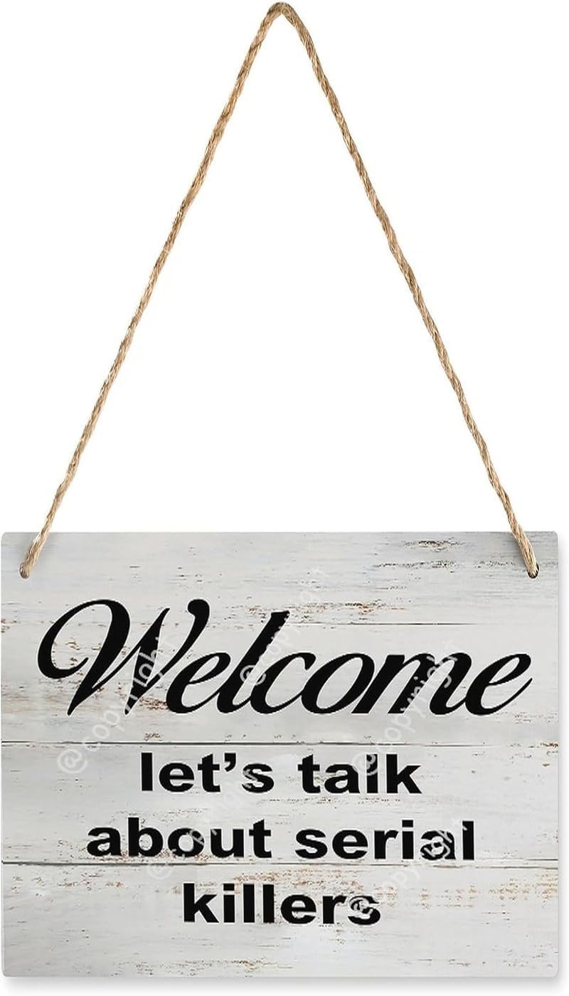 Amazon.com: True Crime Gifts Funny Welcome Wooden Hanging Sign Decor ...
