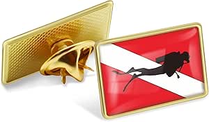 Amazon.com: 12/Pcs Scuba Diver Flag Lapel Pins Bulk - Metal Red and ...